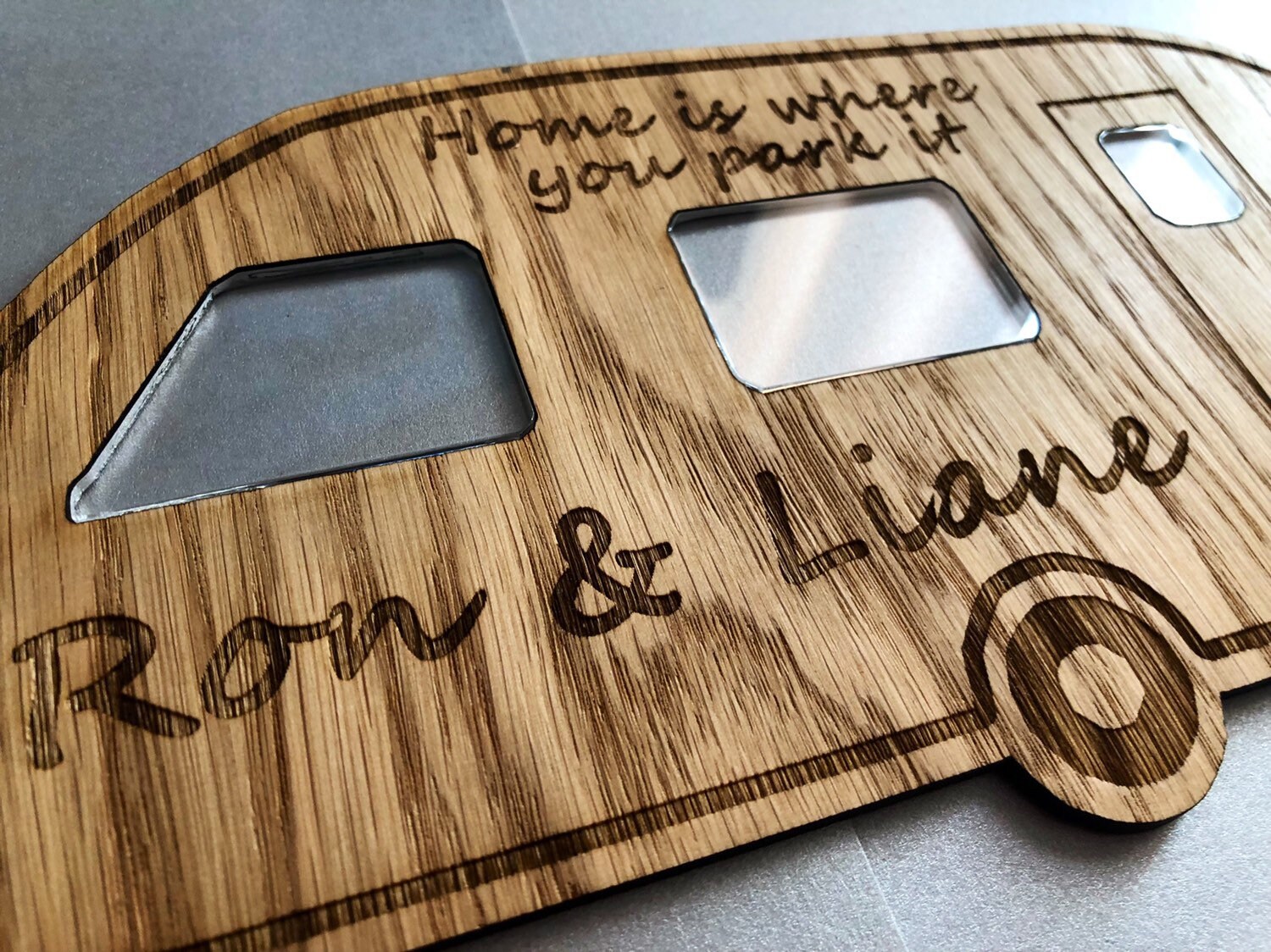 Personalised oak caravan wall sign plaque home is where | Etsy