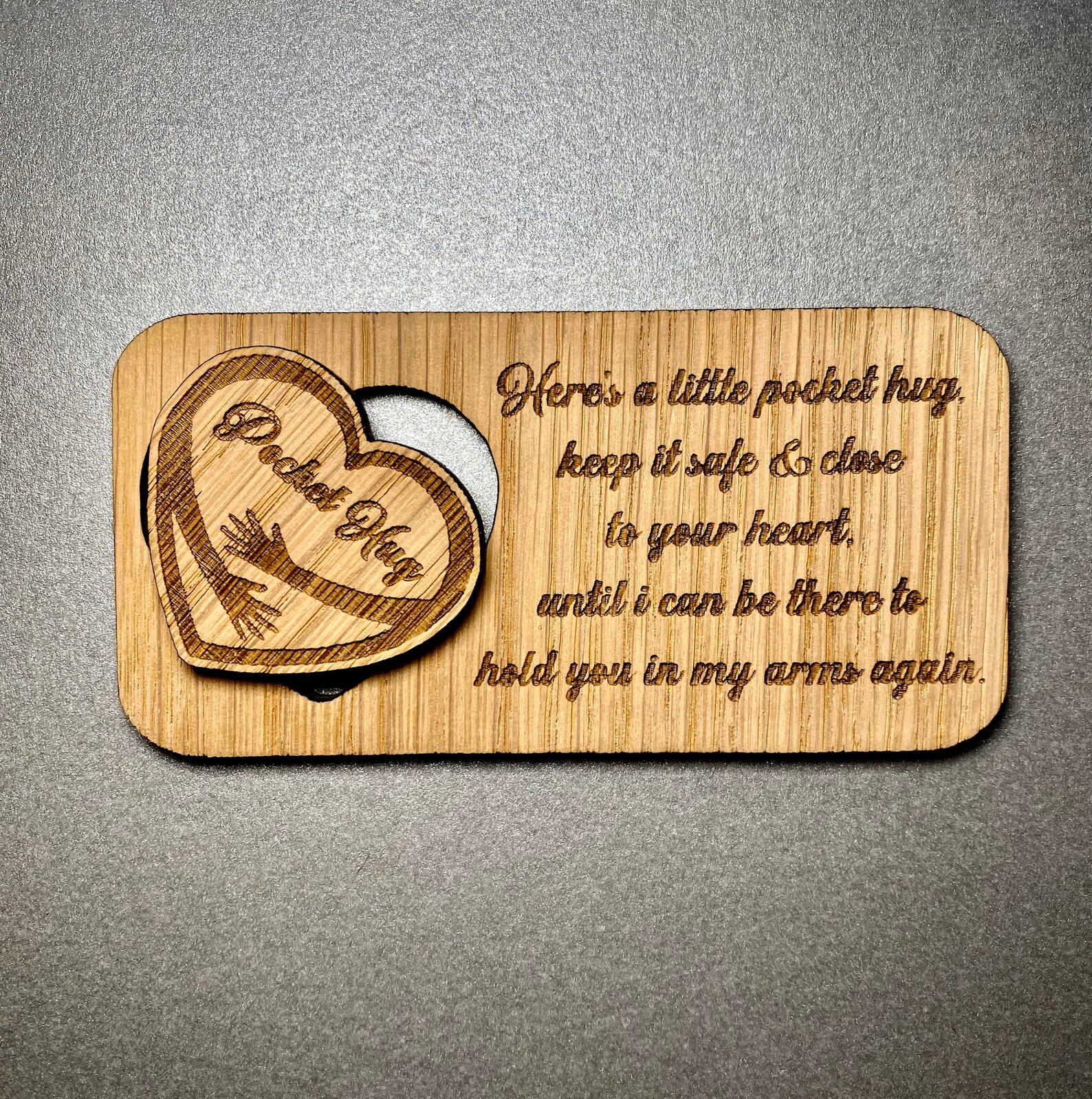 Oak Pocket Hug Isolation Card / Gift. Send a Hug to Your Loved - Etsy