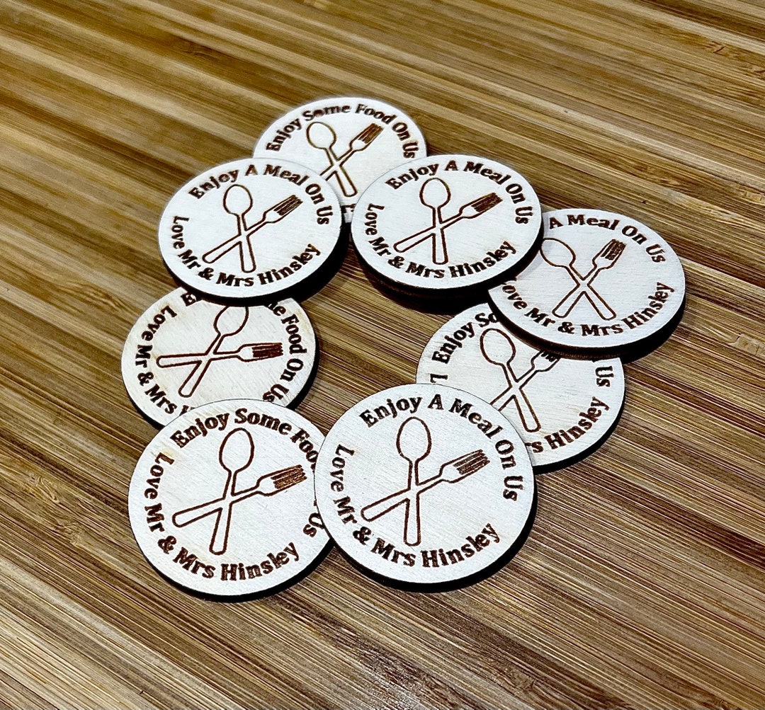 Personalised Birch Food Tokens for Wedding Favours Circles party ...