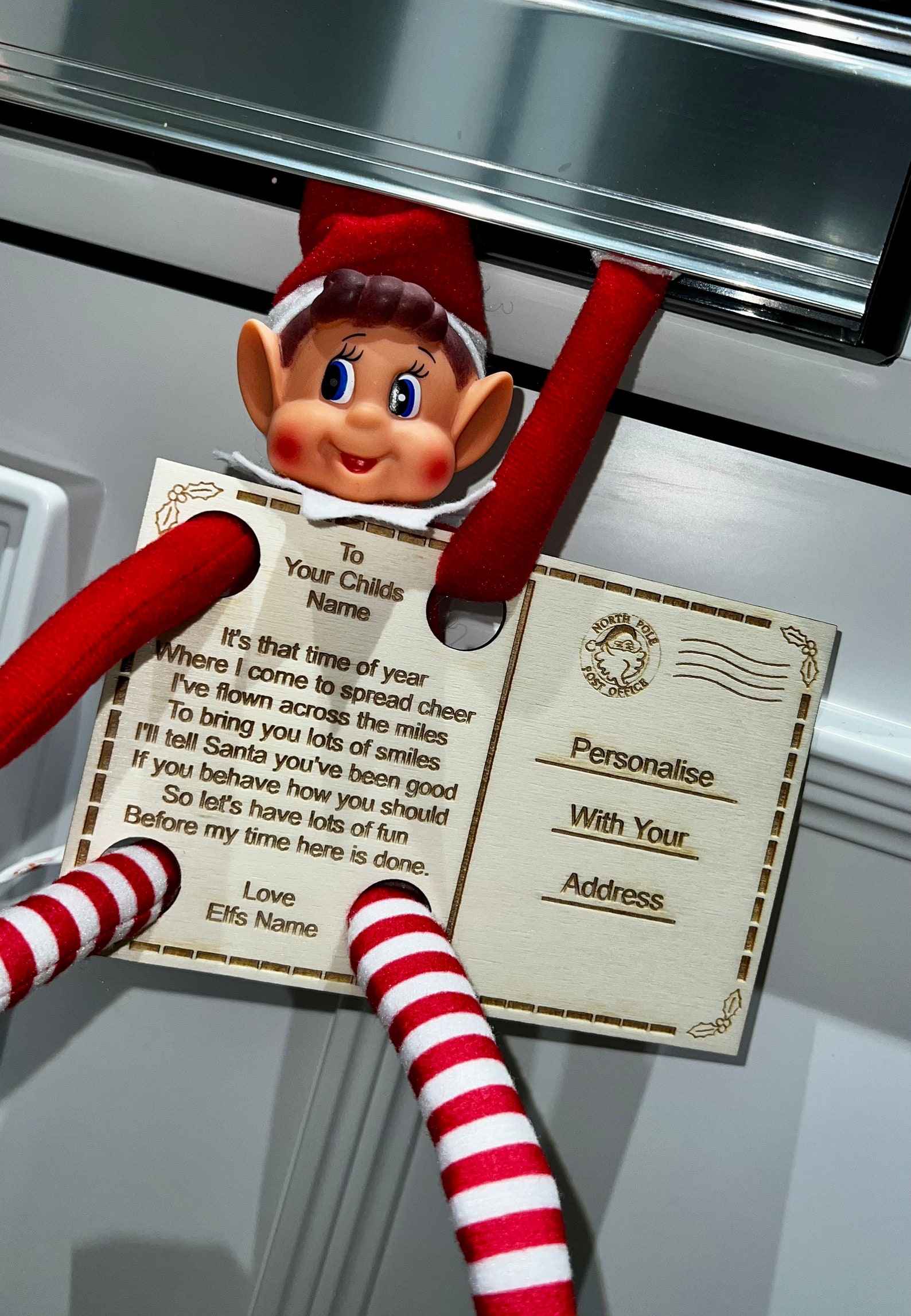Personalised Elf Arrival Christmas Postcard Handmade Wooden - Etsy UK