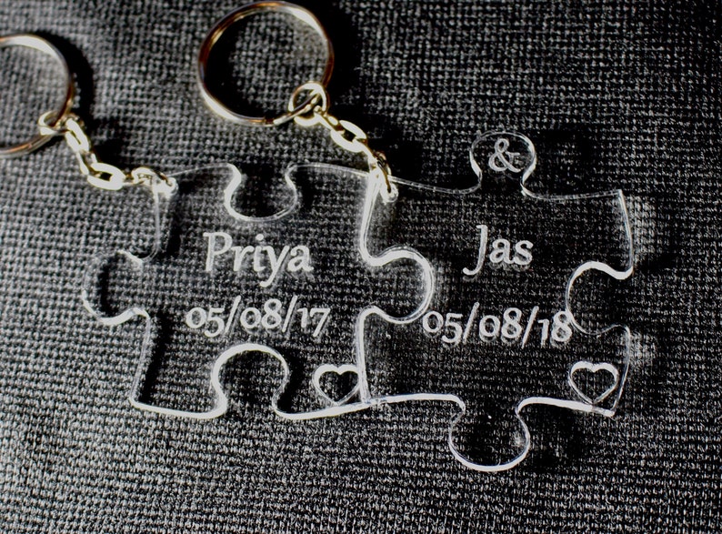 Personalised Wedding Day Gift 2x Jigsaw Puzzle Perspex Keyring - Etsy