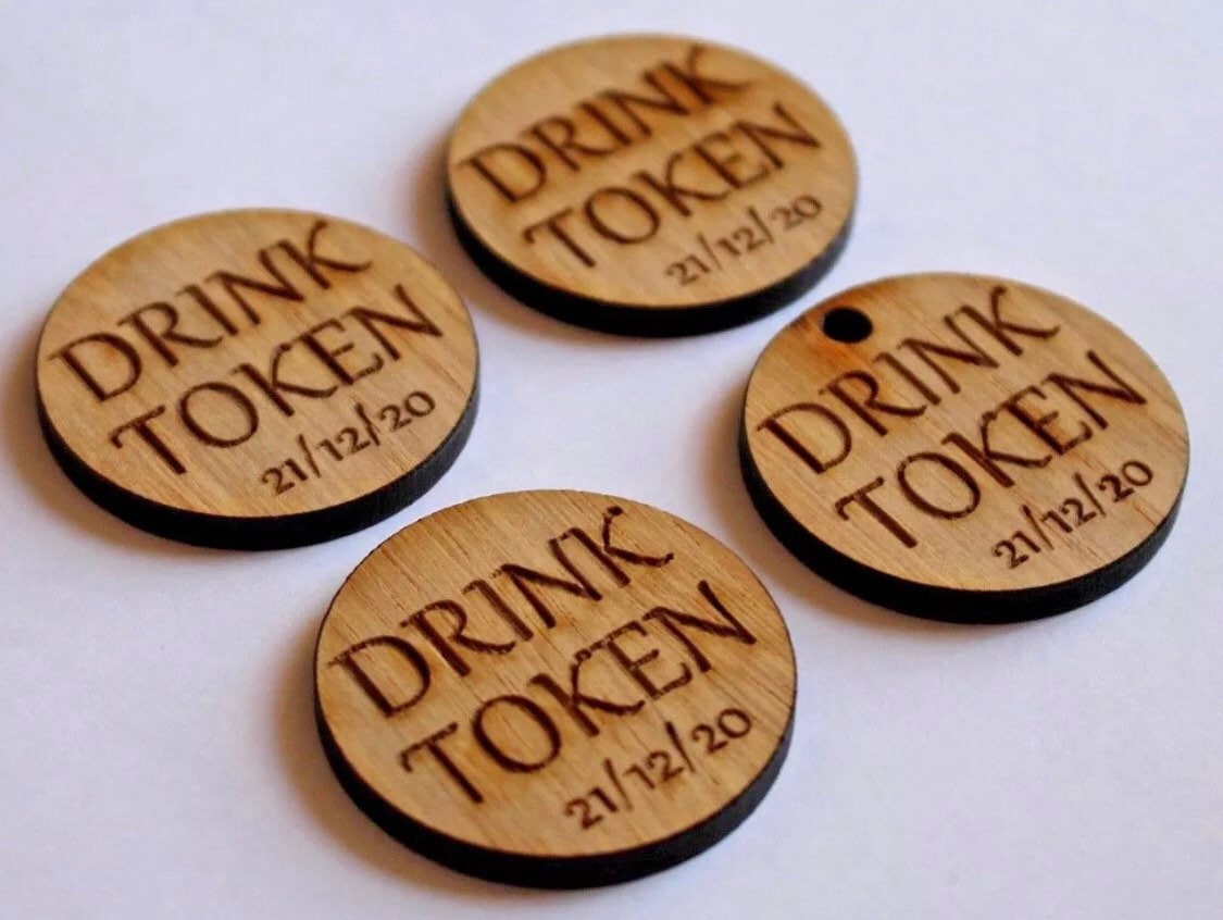 Personalised Oak Drink Tokens Wedding Favours Circlesparty - Etsy UK