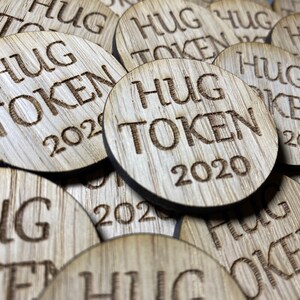 Personalised Oak Hug Love Tokens Thank You Favours Circles celebration ...