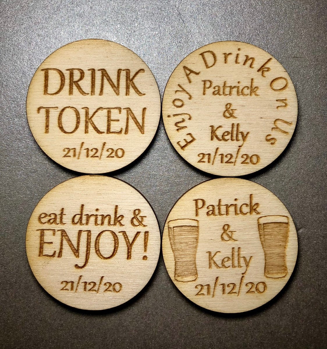 Personalised Birch Drink Tokens Wedding Favours CirclesParty | Etsy