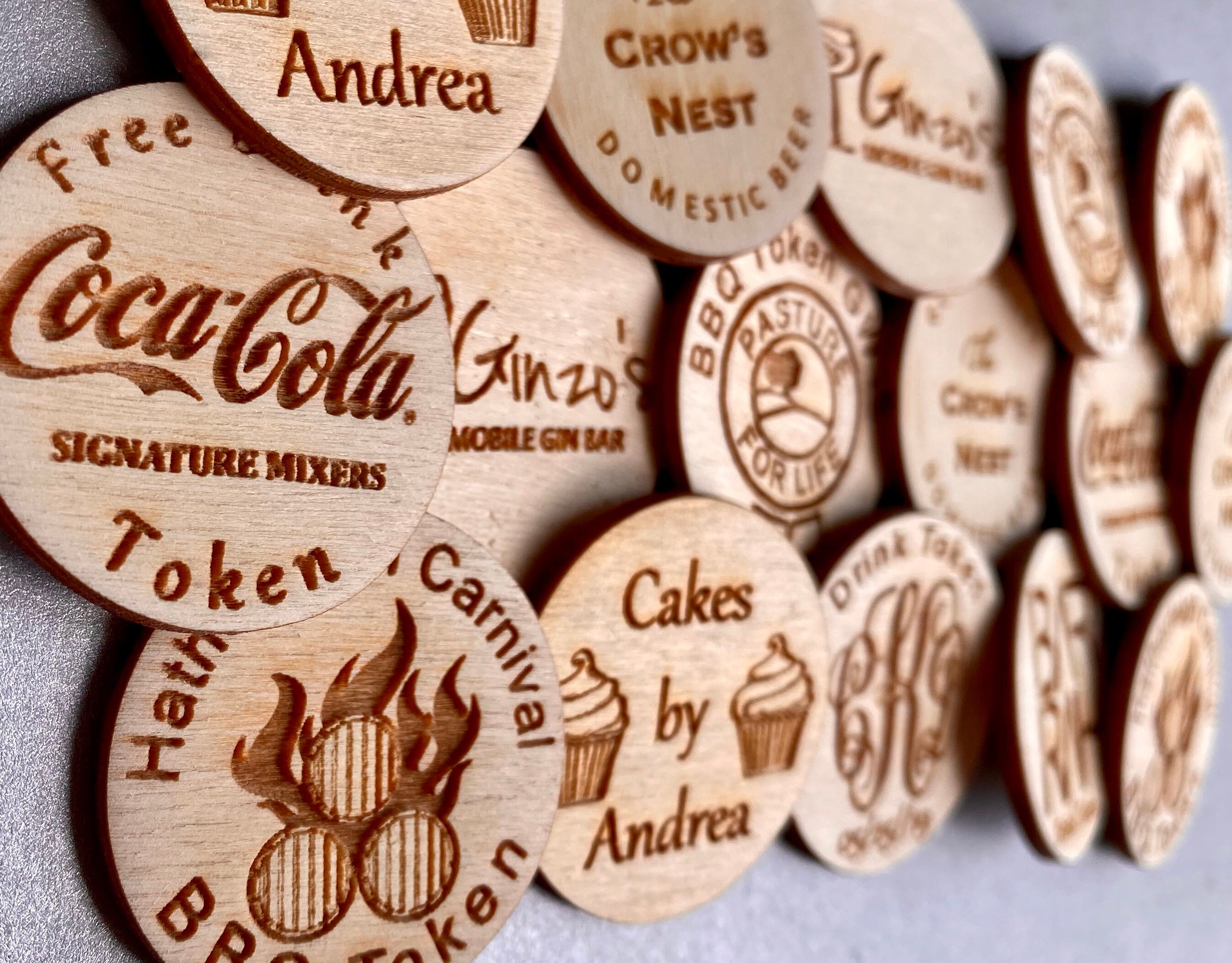 Personalised Birch Drink Tokens for Bar Pub Restaurant Company - Etsy