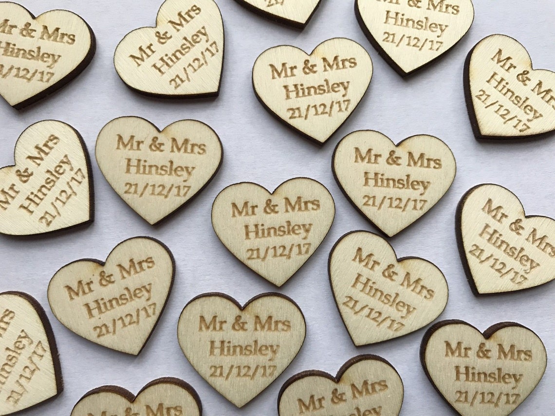 Wooden Love Heart Table Decorations Personalised Wedding - Etsy