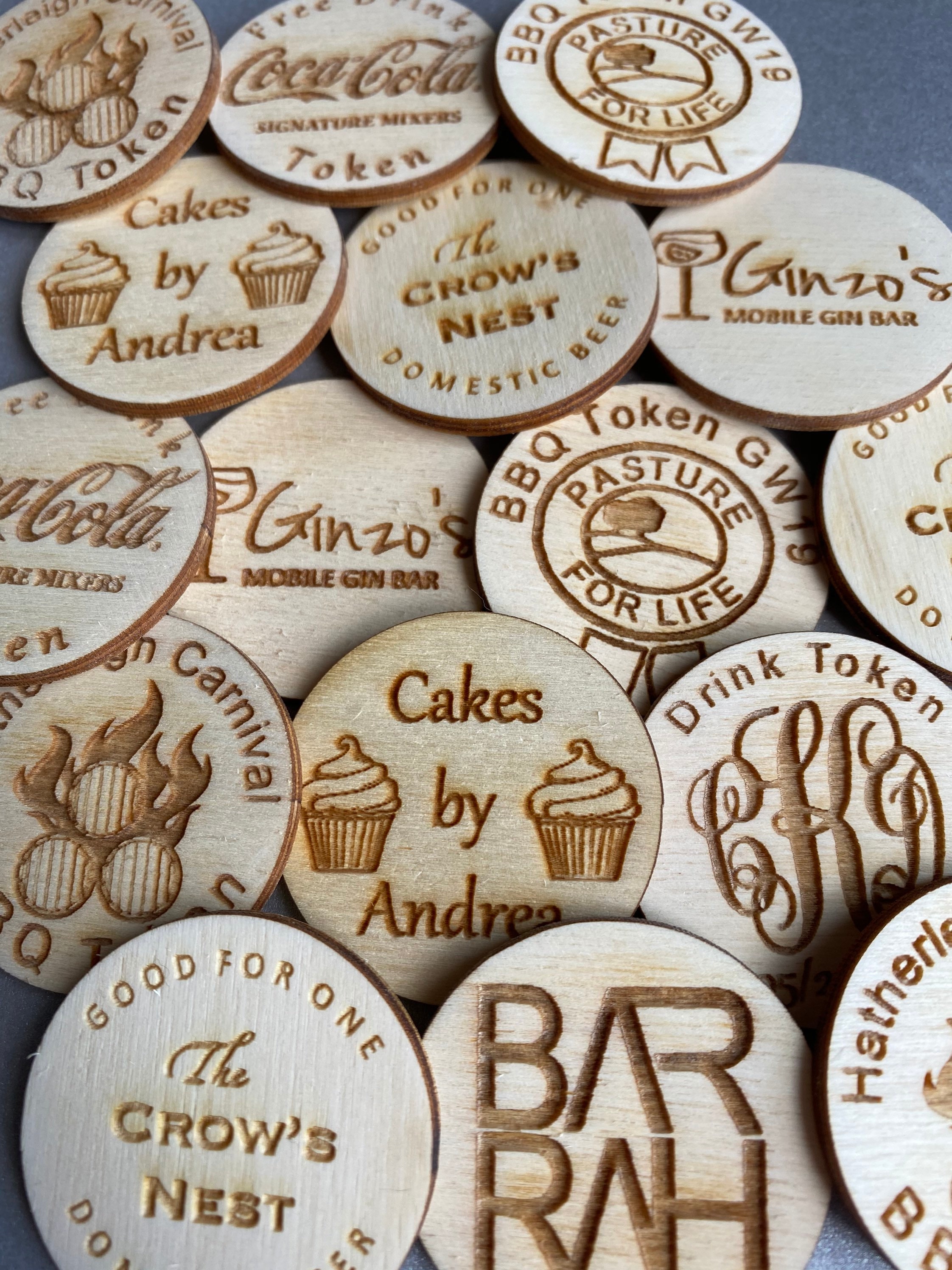 Personalised Birch Drink Tokens for Bar Pub Restaurant Company - Etsy UK