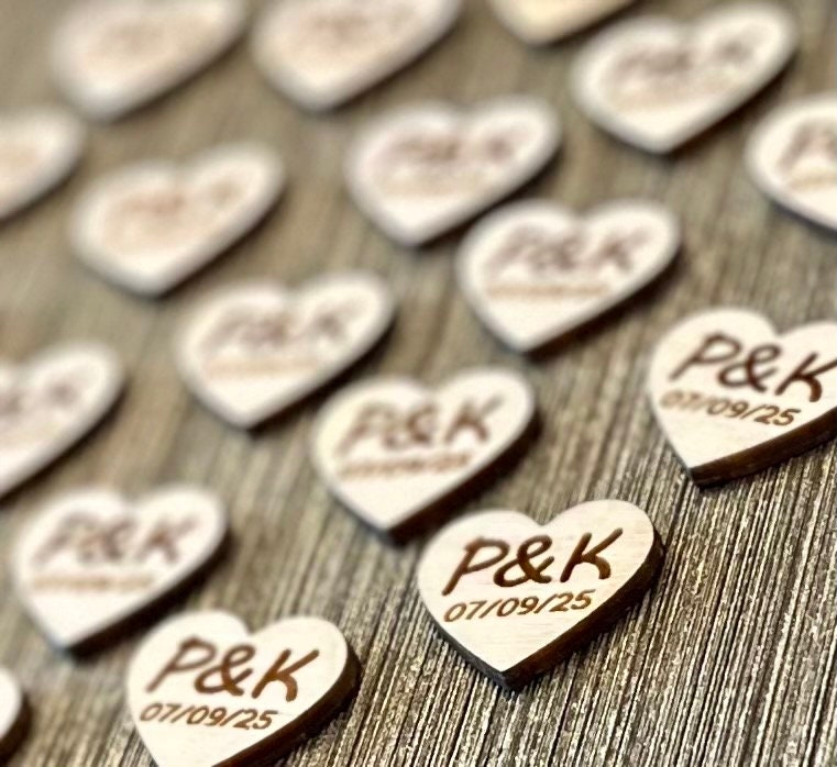 Personalised Wooden Love Heart Table Confetti Decorations for Wedding ...