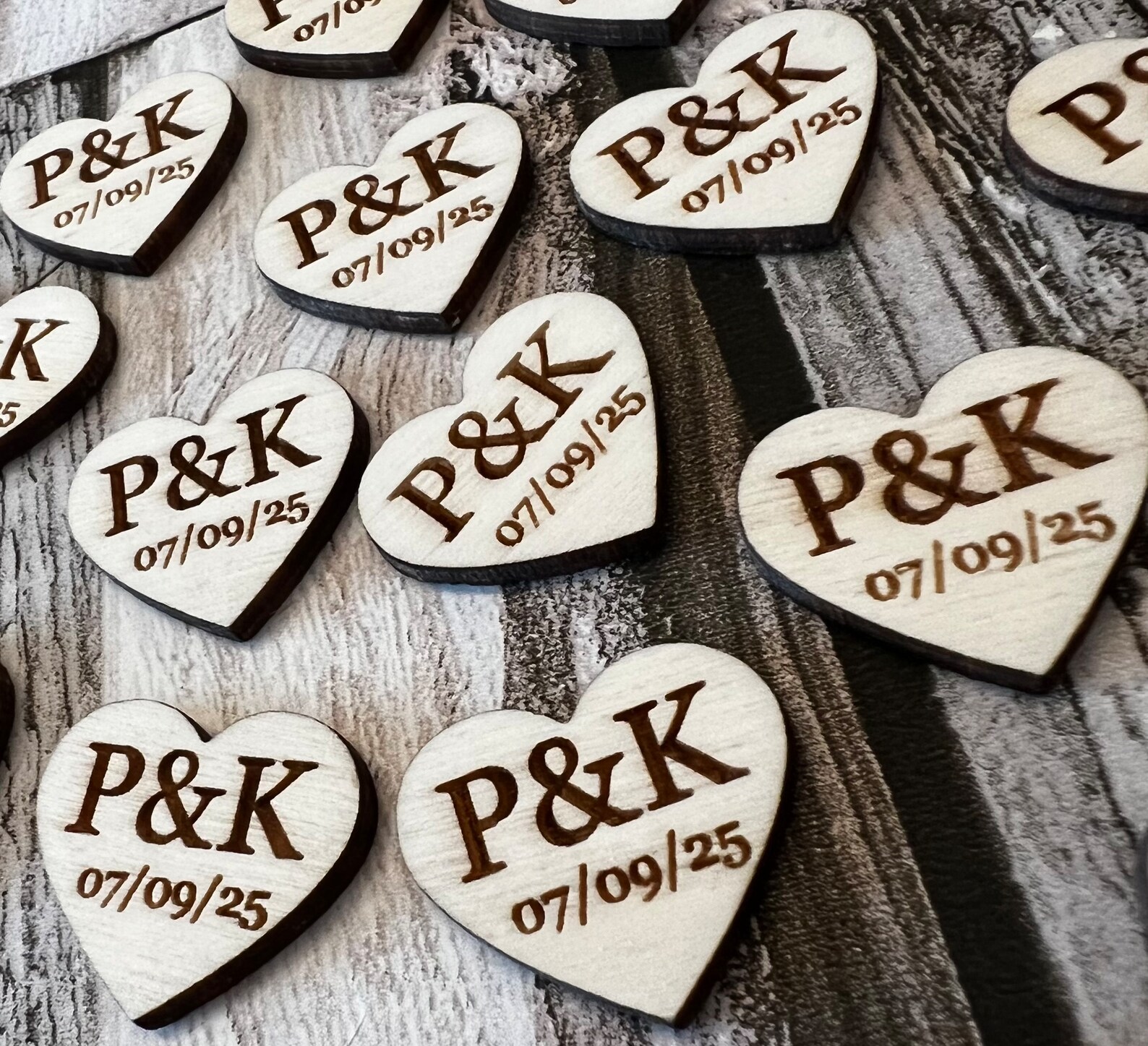 Personalised Wooden Love Heart Table Confetti Decorations for Wedding ...