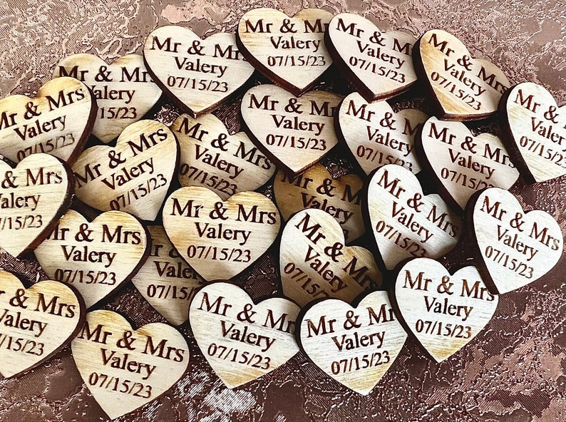 Wooden Love Heart Table Decorations Personalised Wedding - Etsy UK