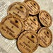Personalised Oak Thank You Tokens Wedding Favours Circles party ...