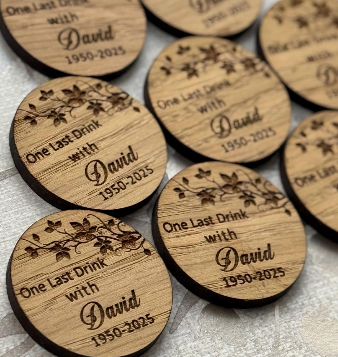 Funeral Favours Personalised Drinks Token for Guests Memorial Favours ...