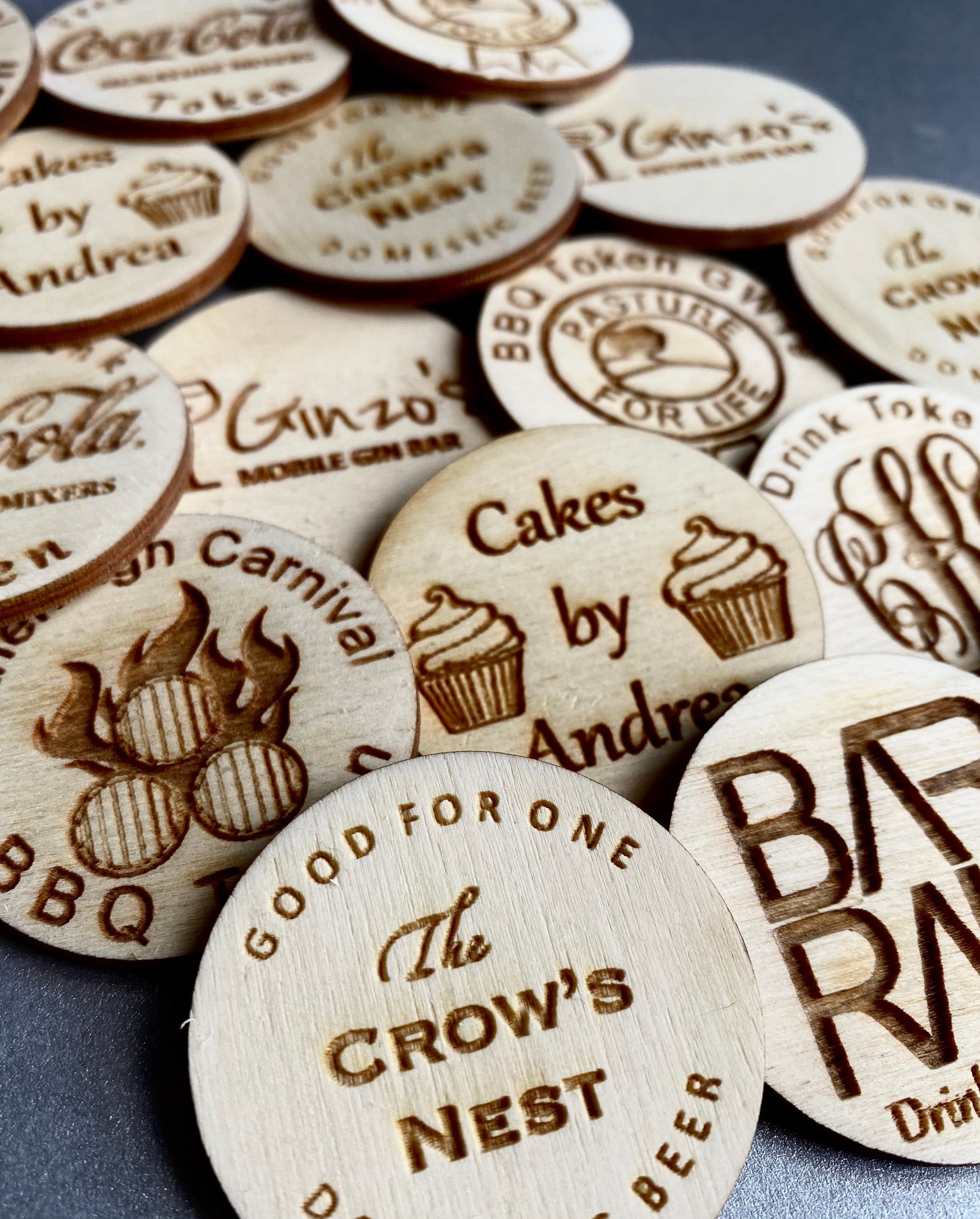 Personalised Birch Drink Tokens for Bar Pub Restaurant Company - Etsy UK