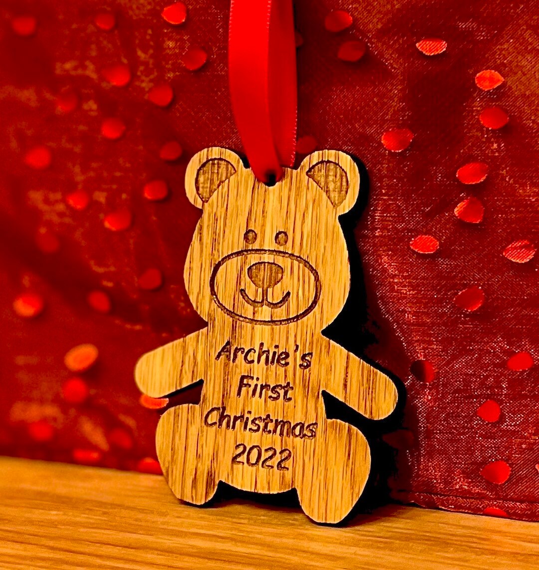 Baby’s 1st Christmas Personalised Teddy Bauble Decoration Gift - Etsy
