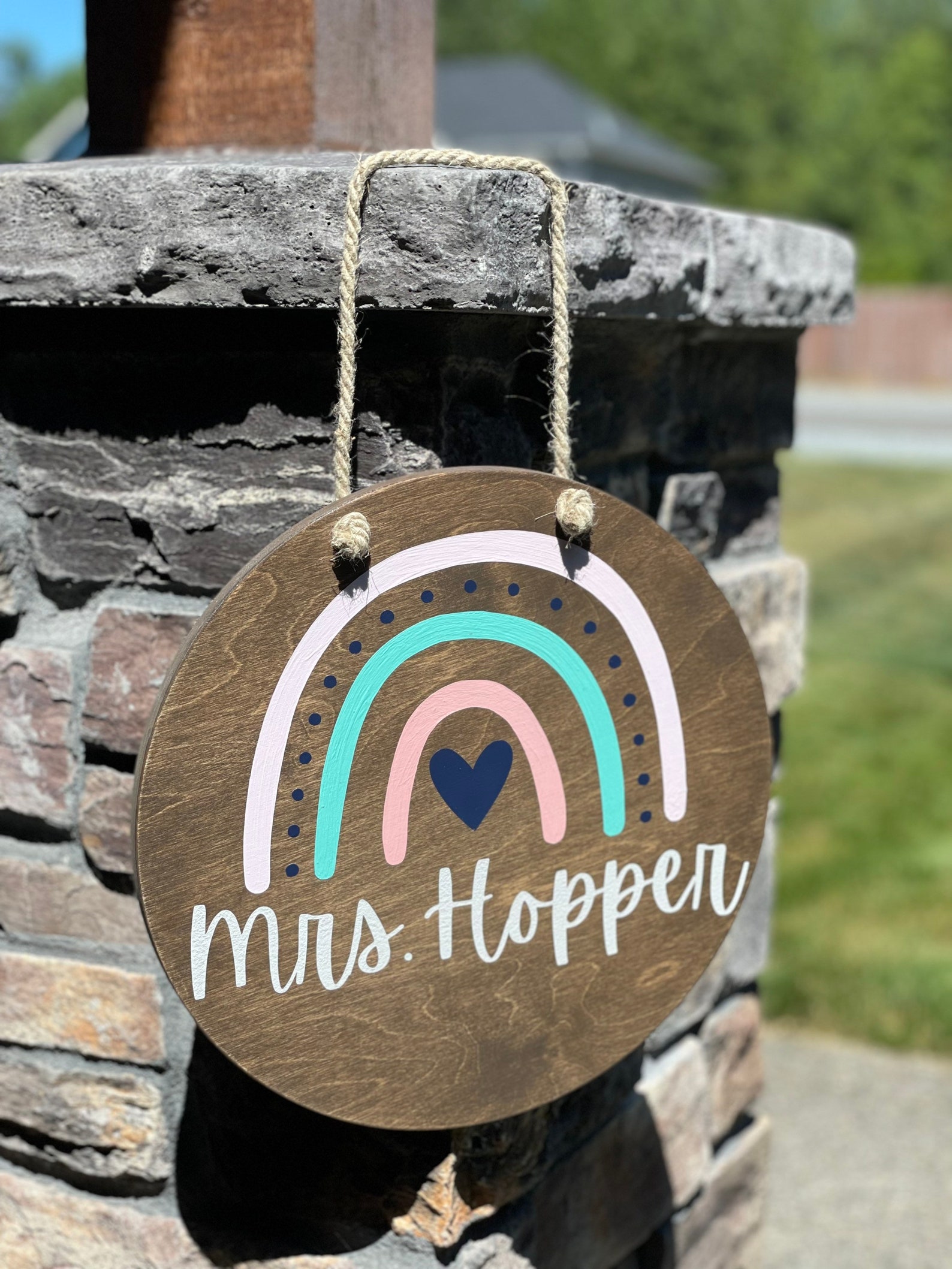 Rainbow Sign Teacher Sign Hanging Sign - Etsy