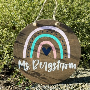 Rainbow Sign Teacher Sign Hanging Sign - Etsy