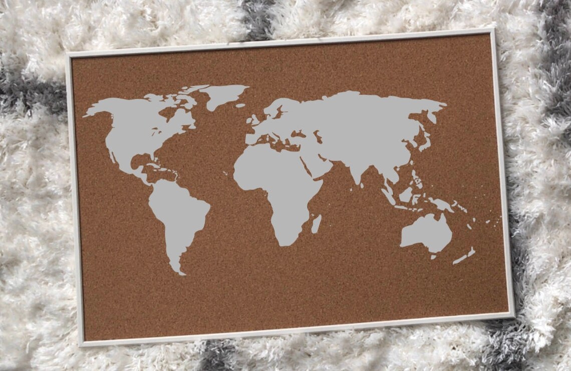 World Map Cork Board Tack Board Custom Sign Teen Bedroom - Etsy