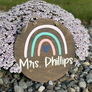 Rainbow Sign Teacher Sign Hanging Sign - Etsy