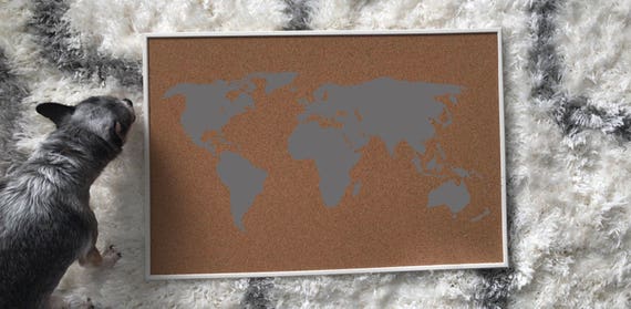 World Map Cork Board Tack Board Custom Sign Teen Bedroom - Etsy