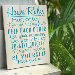 House Rules Sign, House Rules, Home Rules Sign, Home Rules Wood Sign ...
