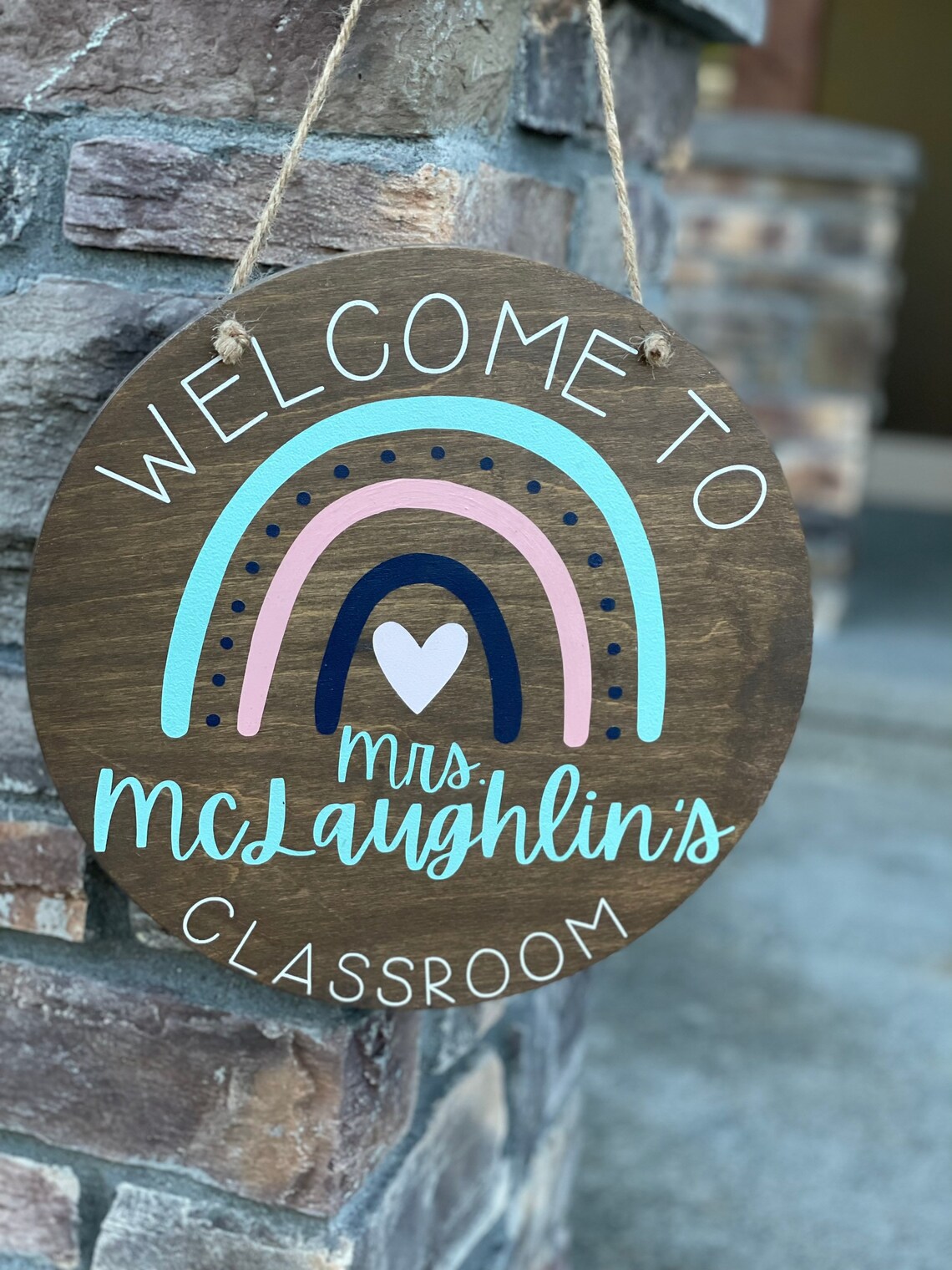 Rainbow Sign Teacher Sign Hanging Sign | Etsy