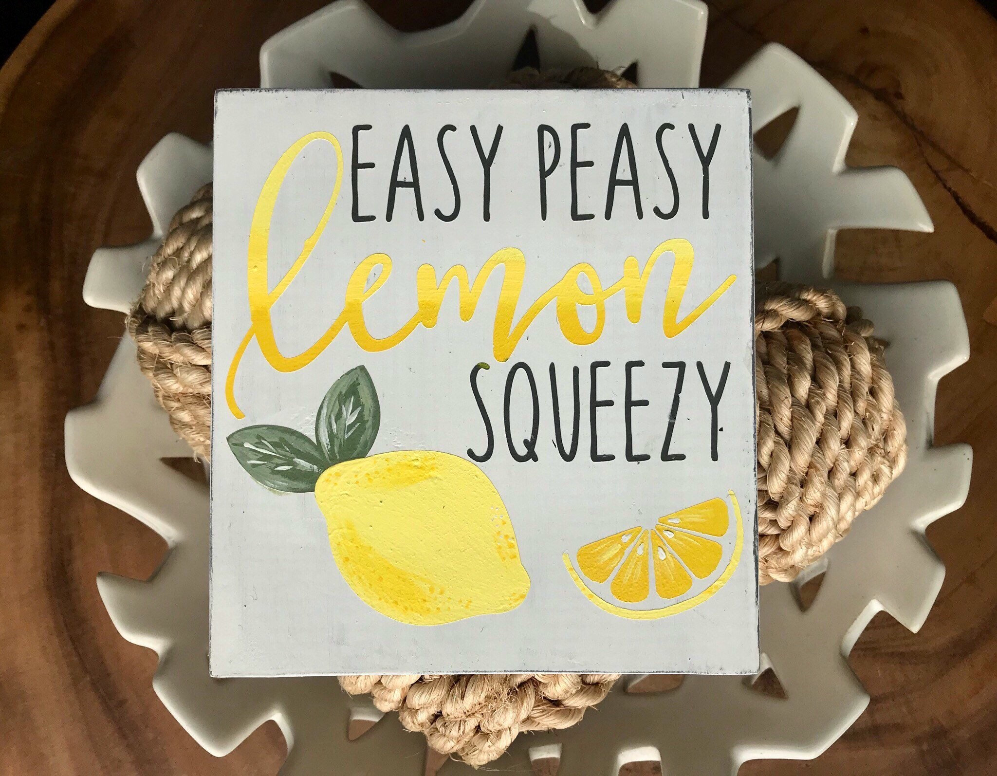 Easy peasy lemon squeezy lemon mini sign lemon sign - Etsy
