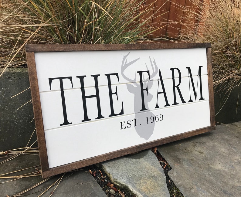 The farm home sign family sign established sign deer | Etsy