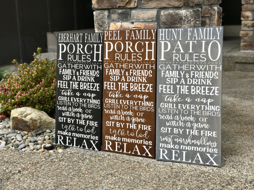 Patio Rules Porch Rules Patio Signs Patio Decor Porch Sign Porch Decor ...