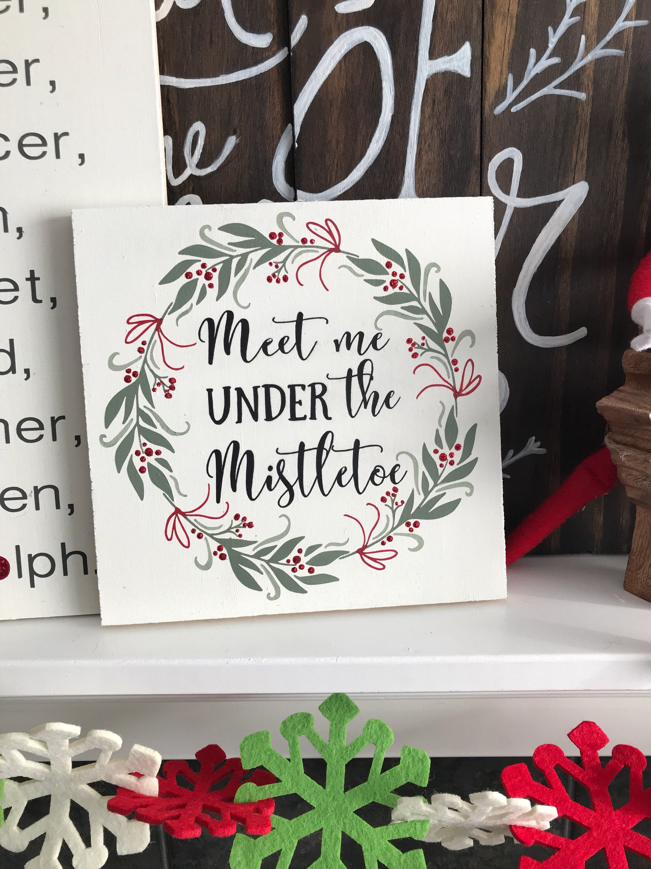 Meet Me Under the Mistletoe Christmas Sign Mistletoe | Etsy