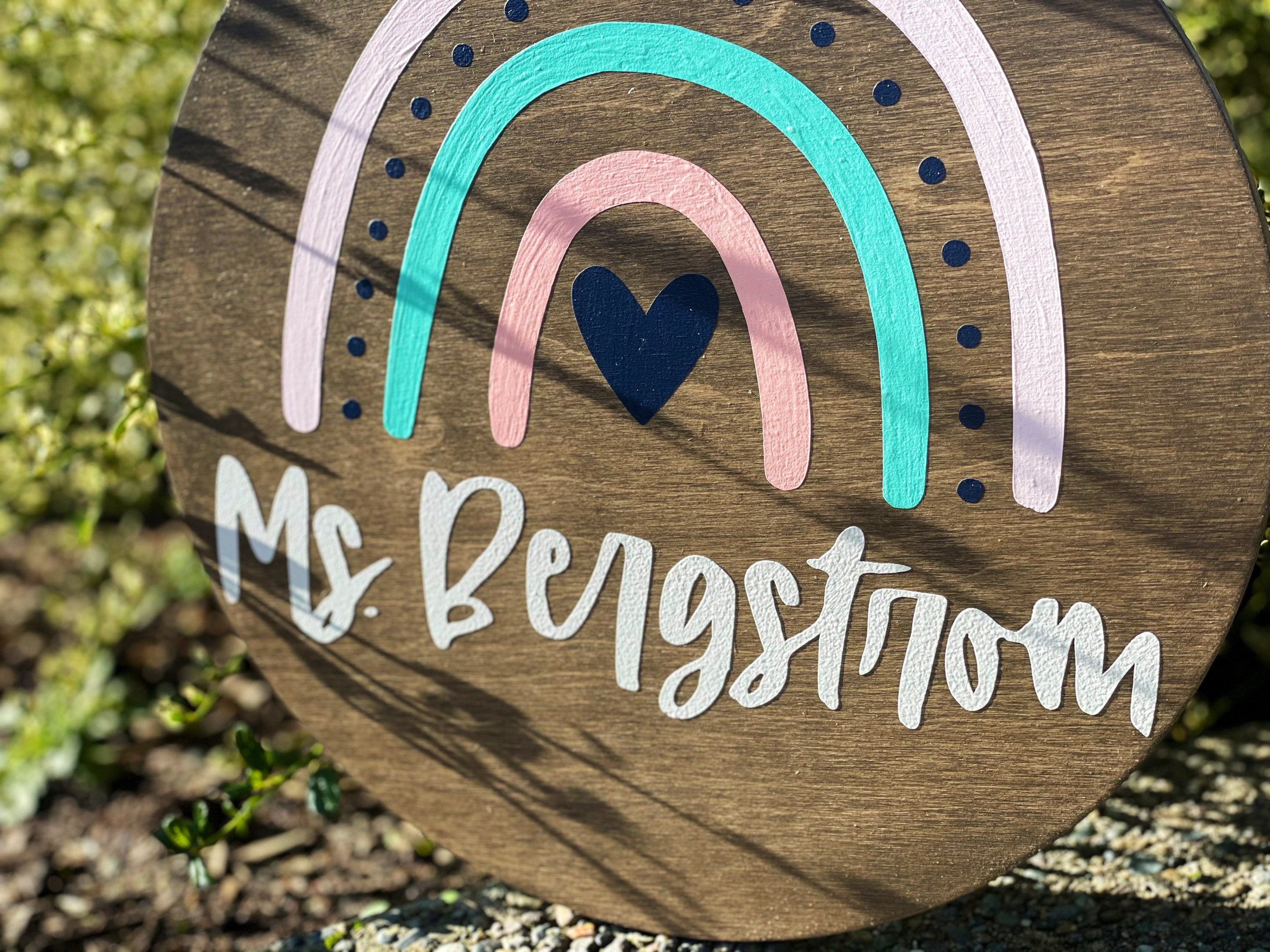 Rainbow sign teacher sign hanging sign | Etsy