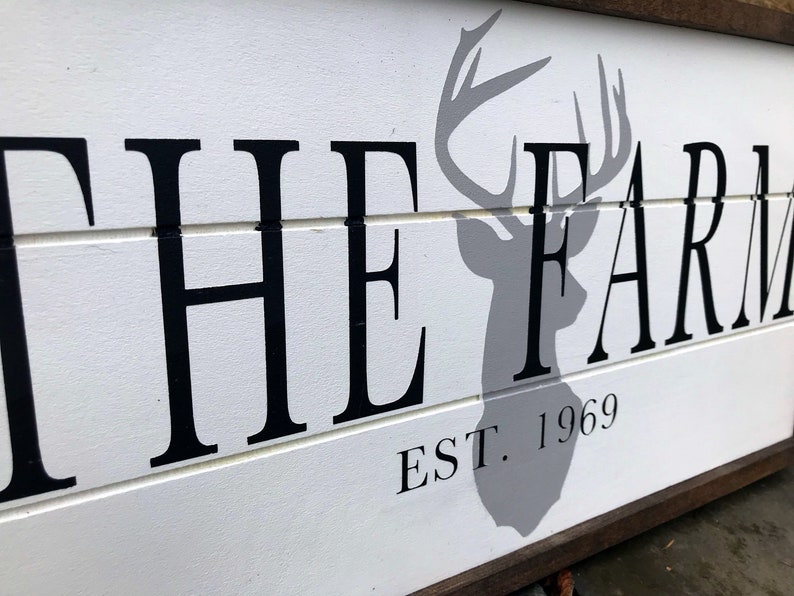 The farm home sign family sign established sign deer | Etsy