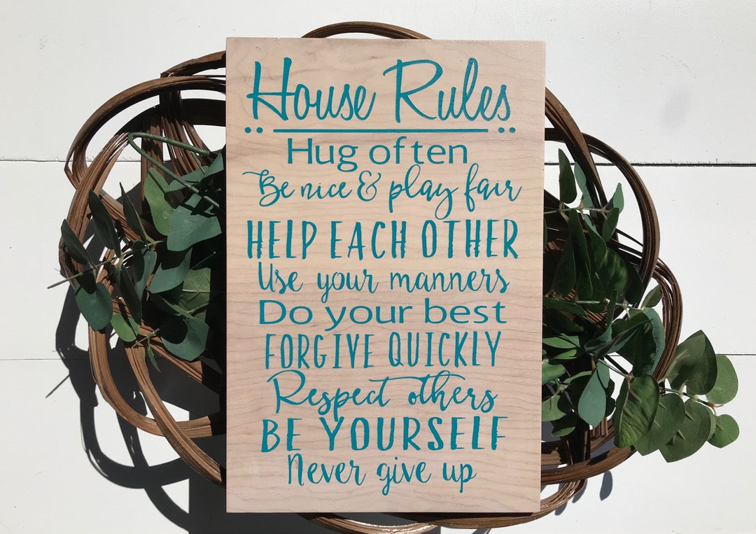 House Rules Sign, House Rules, Home Rules Sign, Home Rules Wood Sign ...