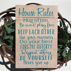 House Rules Sign, House Rules, Home Rules Sign, Home Rules Wood Sign ...