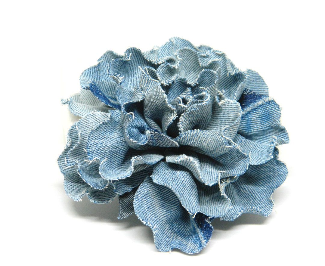 One-of-a-kind Jeans Flower Brooch, Blue Jeans Flower Pin, Handmade ...