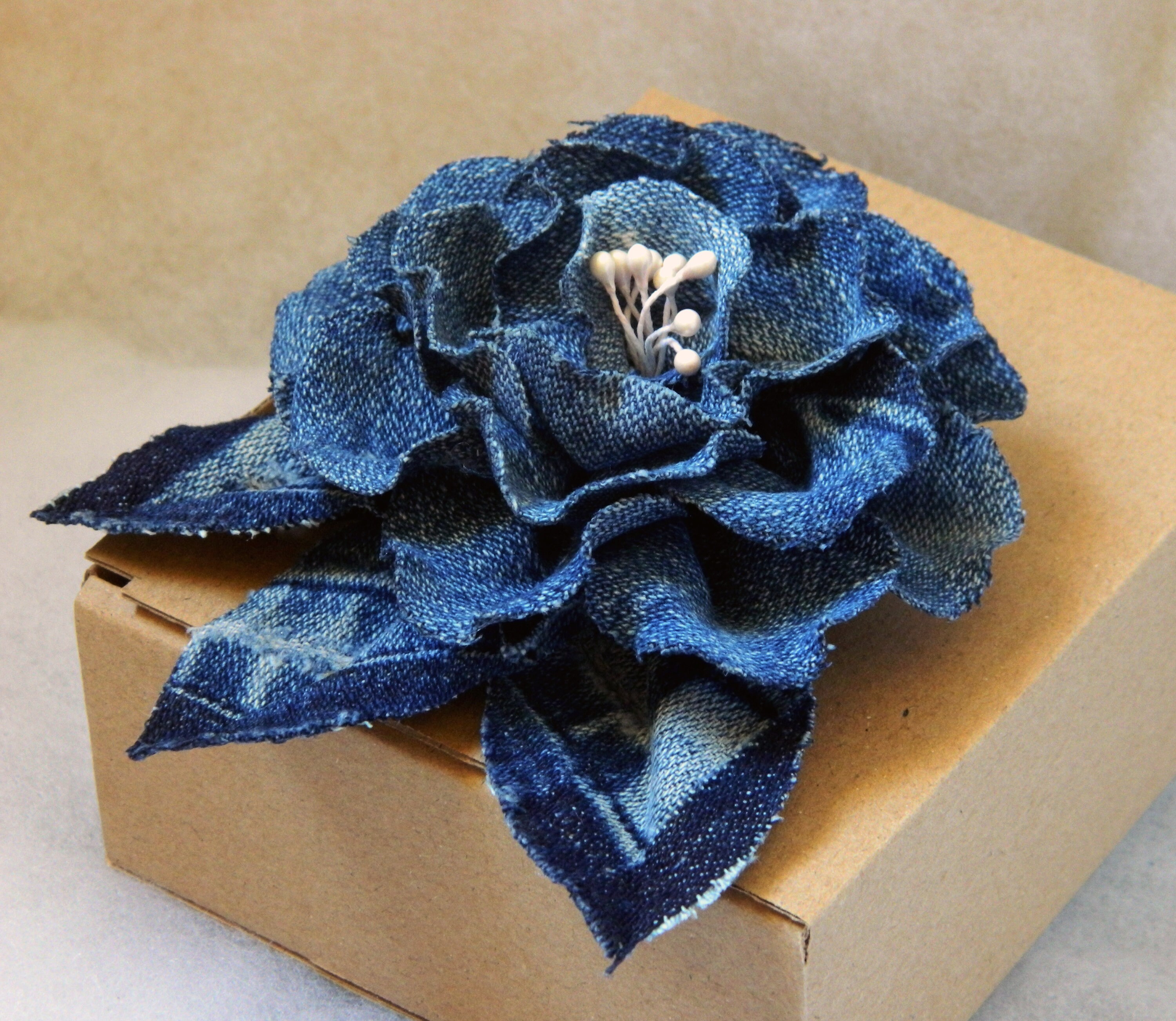 Denim Jeans Flower Denim Flower Flower Pin Denim Jewelry | Etsy