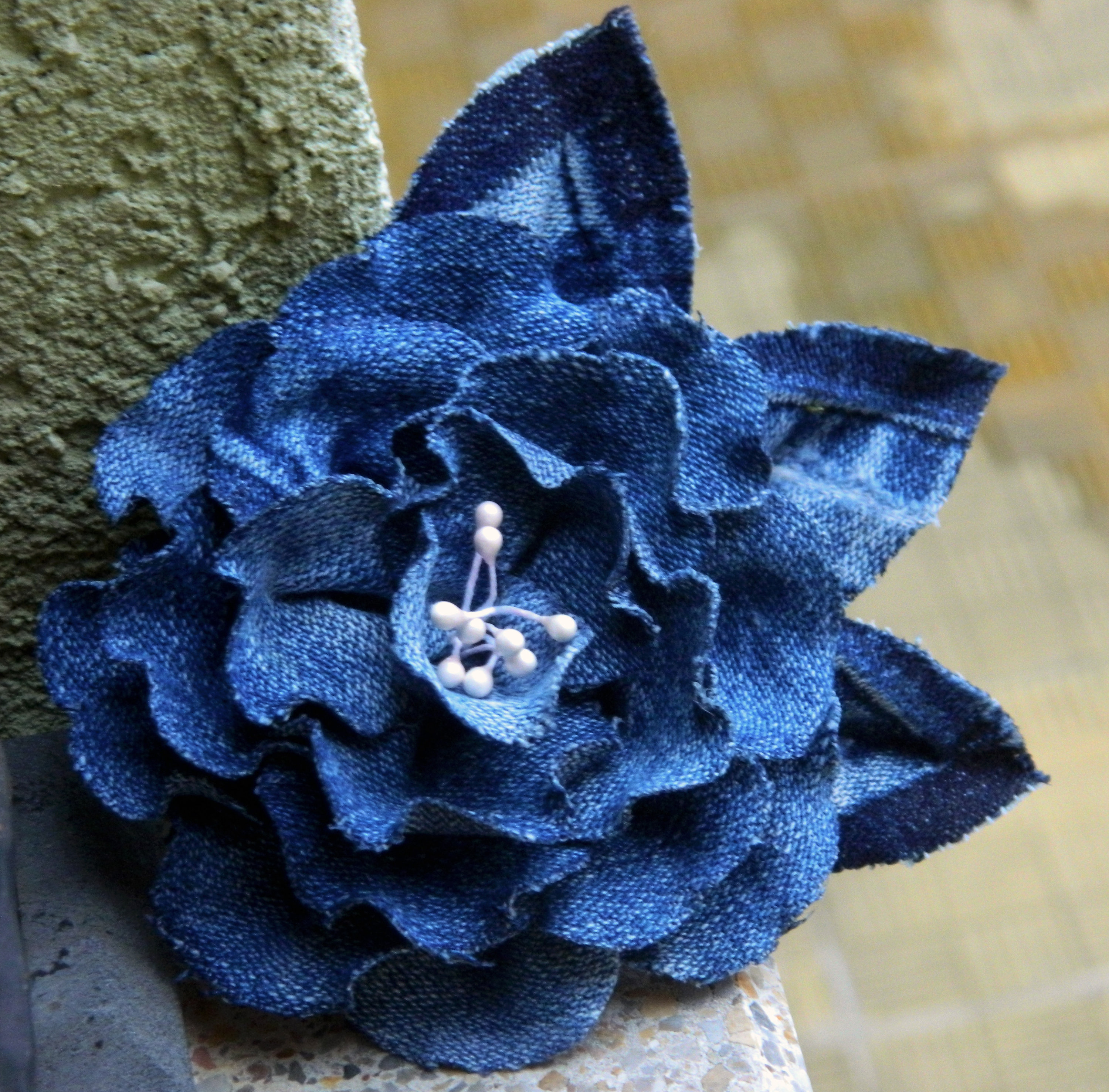 Denim Jeans Flower Denim Flower Flower Pin Denim Jewelry | Etsy