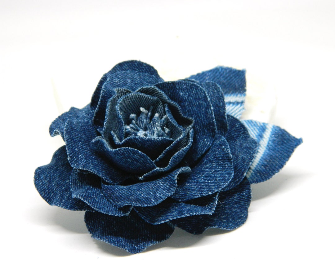 Recycled Blue Jeans Flower, Denim Flower Pin, Denim Jewelry, Textile ...