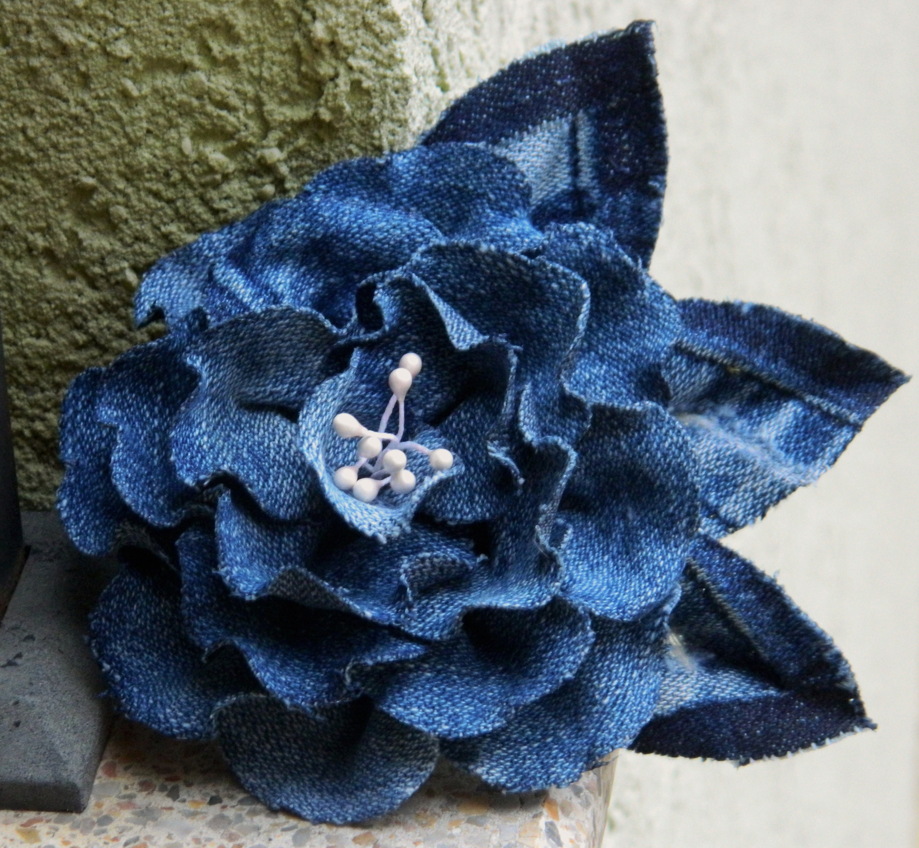 Denim Jeans Flower Denim Flower Flower Pin Denim Jewelry | Etsy