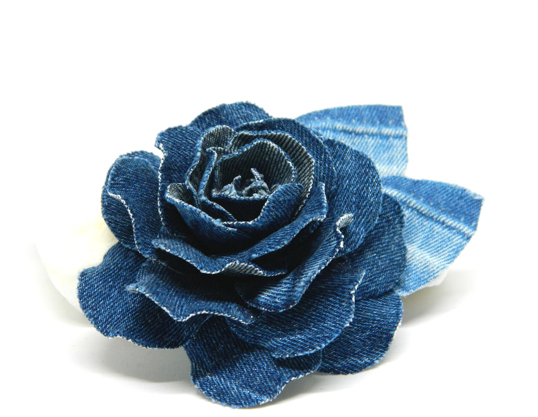 Recycled Blue Jeans Flower, Denim Flower Pin, Denim Jewelry, Textile ...