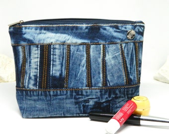 HANDMADE Quilted Jeans Denim Cosmetic Bag - Etsy