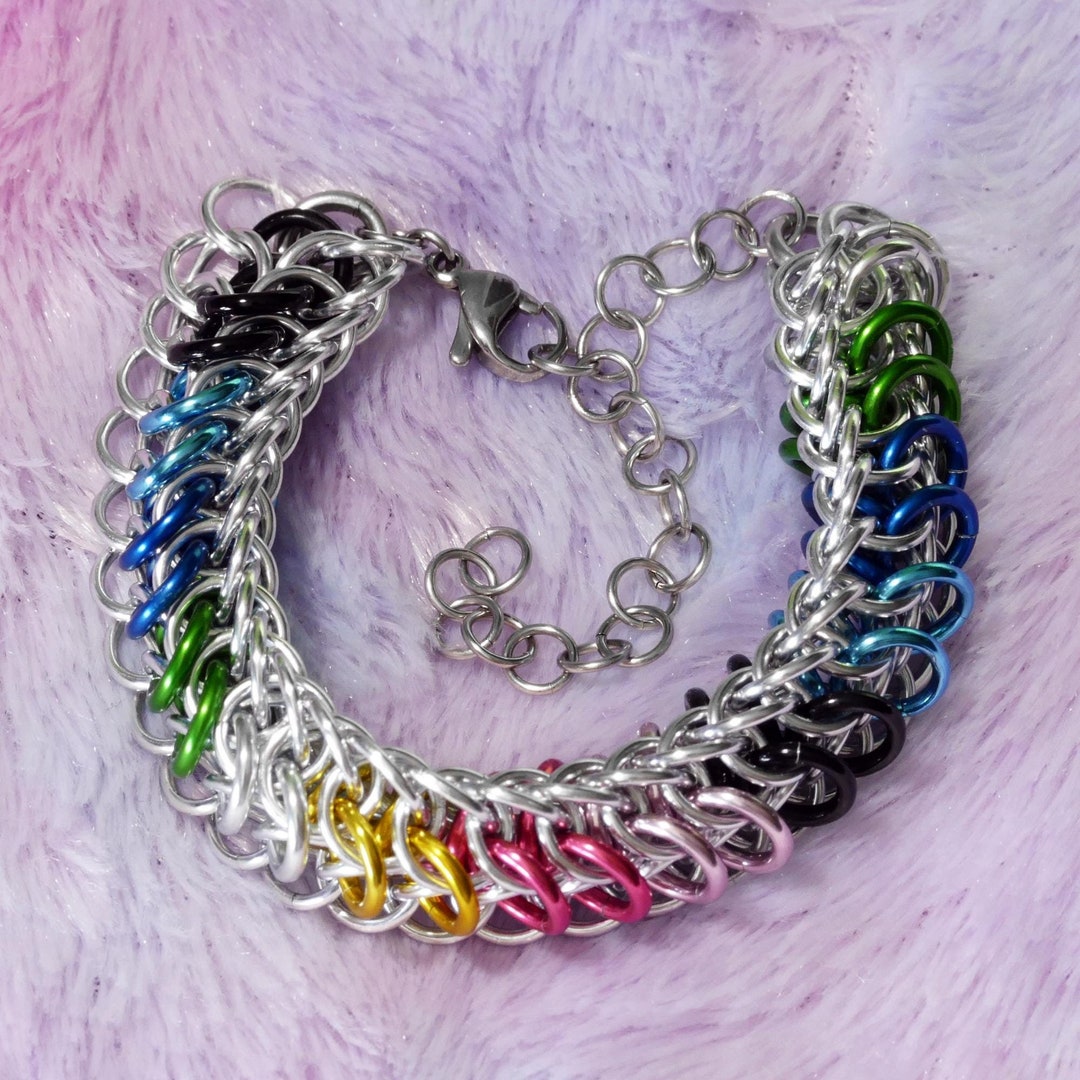 LGBTQ+ Pride Chainmail Bracelets - Dragonback Weave - All Pride Flags ...