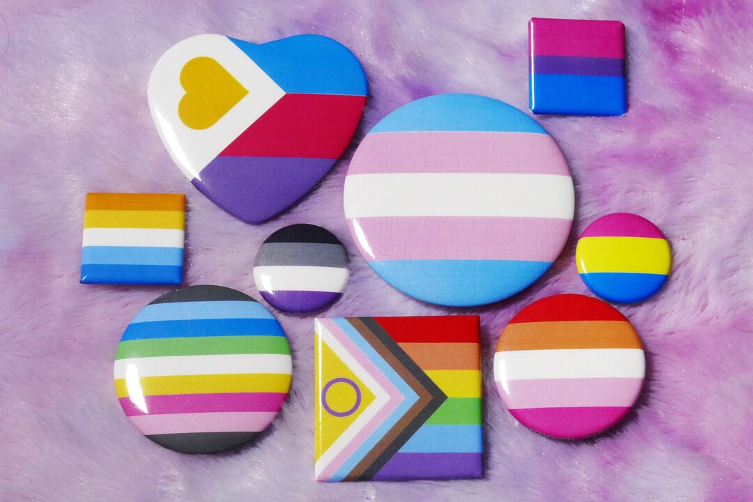 LGBTQ+ Pride Flag Buttons - Pin, Magnet, Bottle Opener, Phone Grip ...