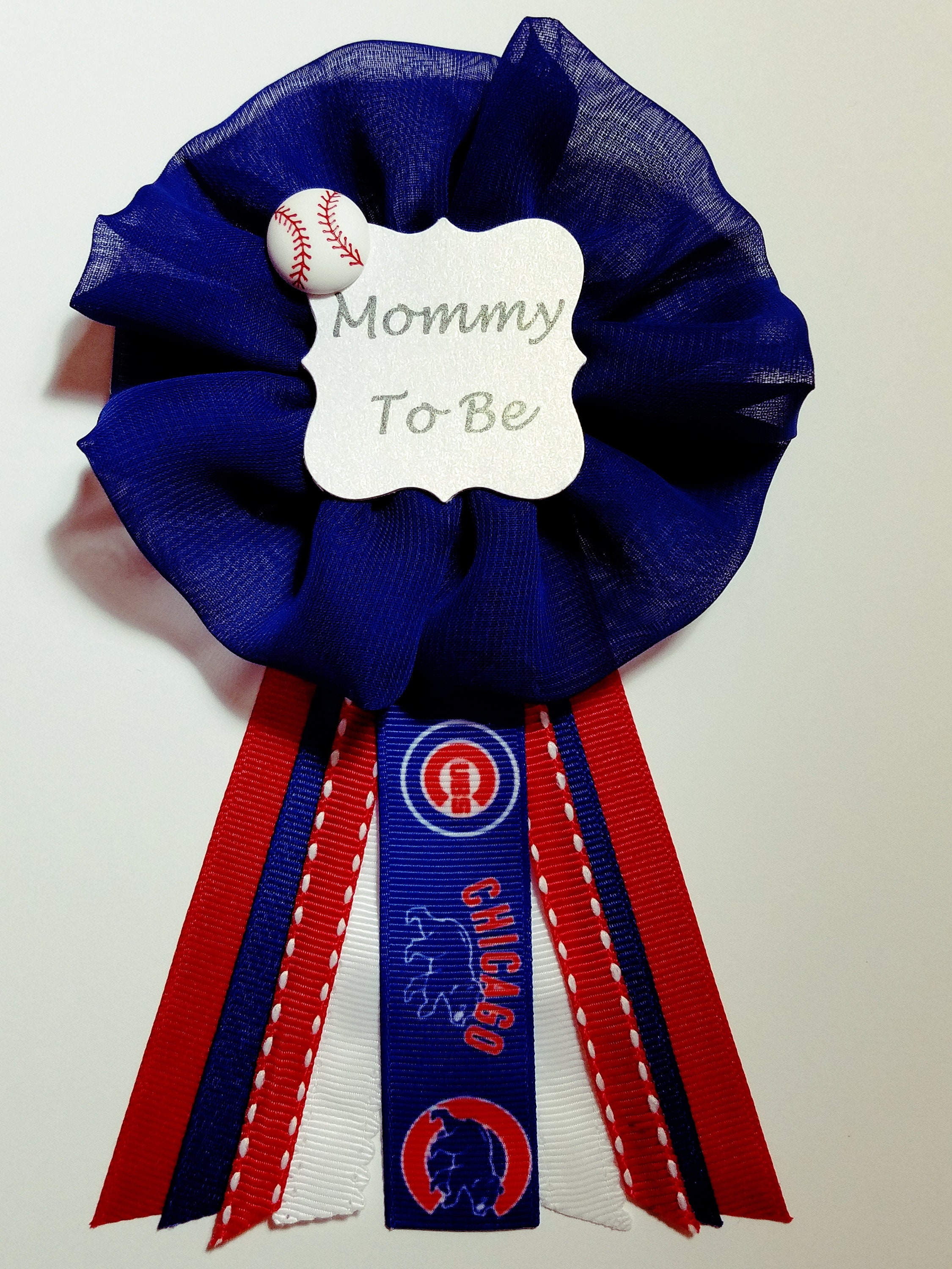 Chicago Cubs Themed Mommy to Be Baby Shower Ribbon Pin Shower Corsage ...