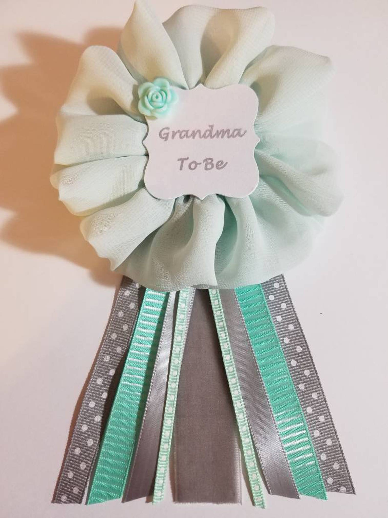 Mint Green and Gray Baby Shower Pin Mommy to Be Pin Ribbon Pin - Etsy
