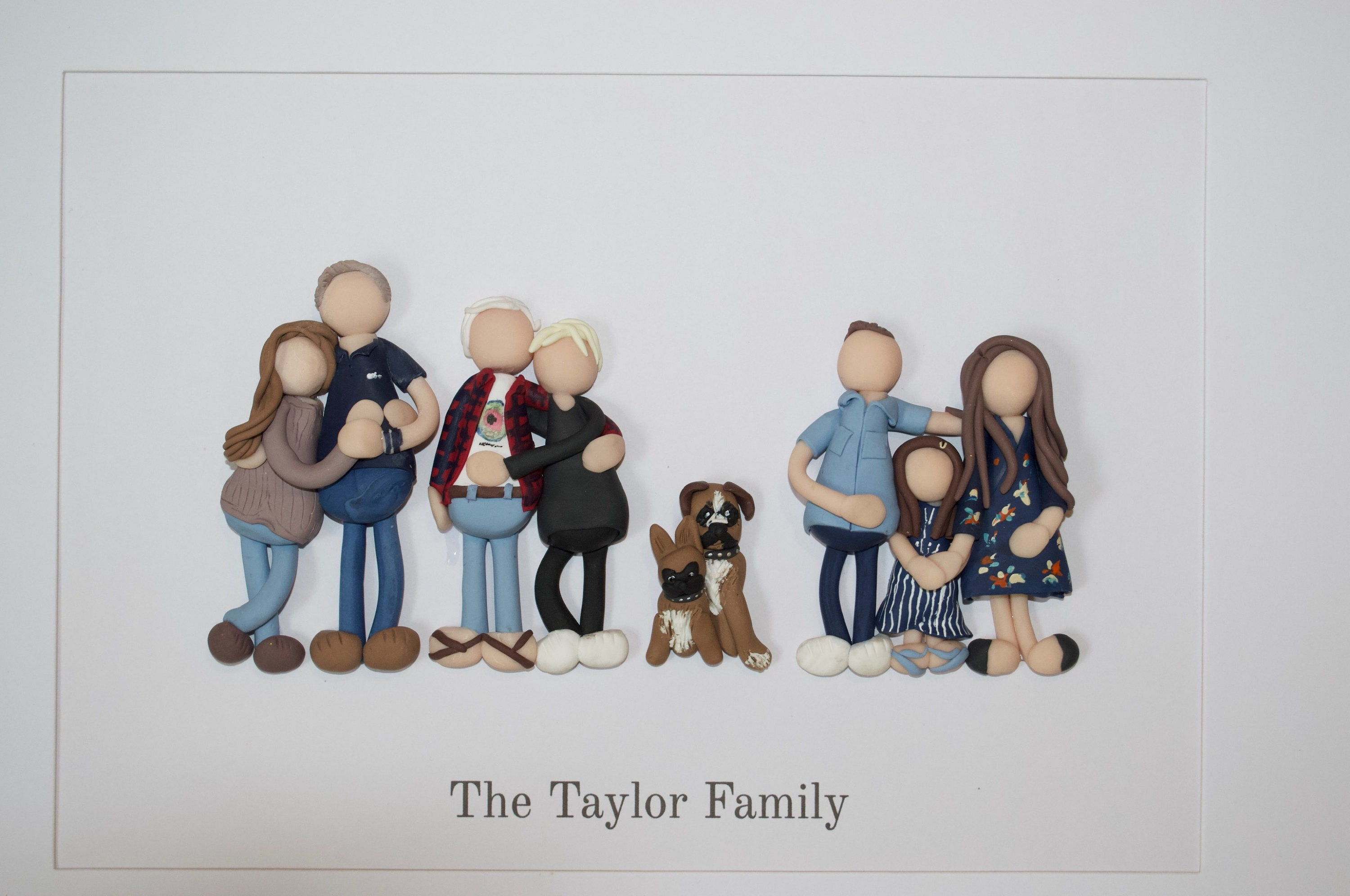 Handmade clay family framed portraits unique and personalised | Etsy