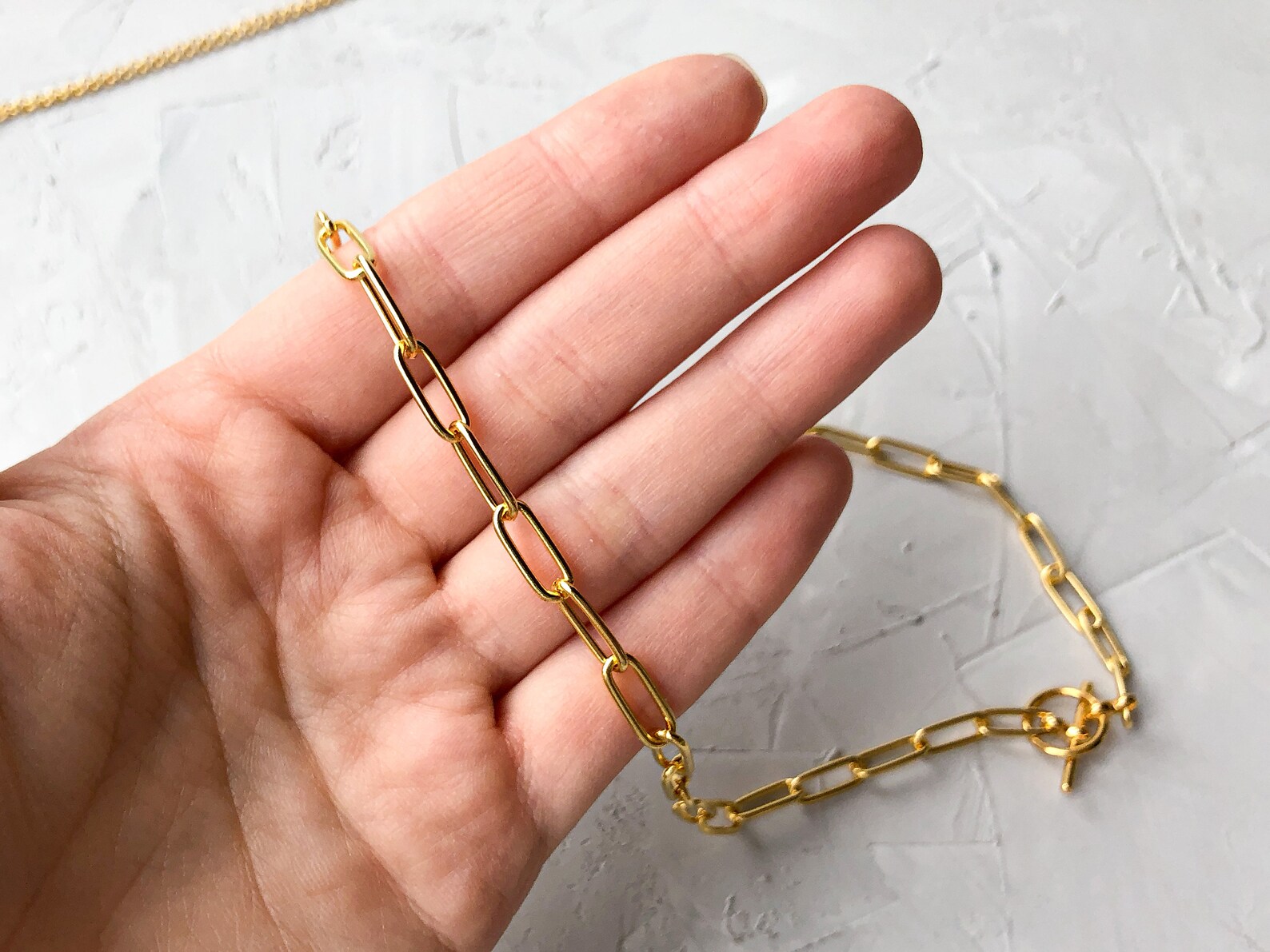 Gold paperclip chain necklace Gold link choker with gold coin | Etsy