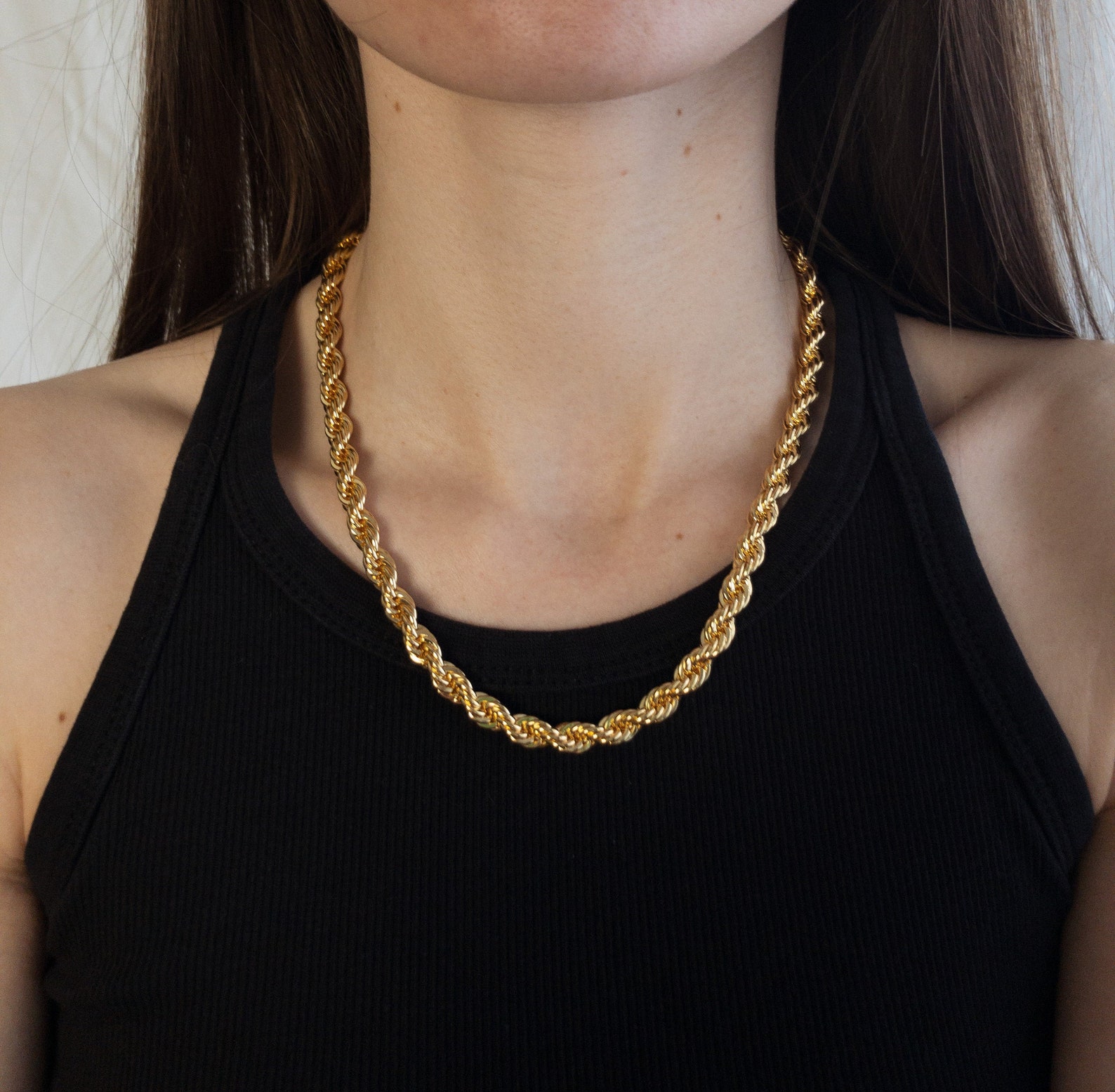 Skinny rope chain Gold rope chain necklace Gold chain | Etsy