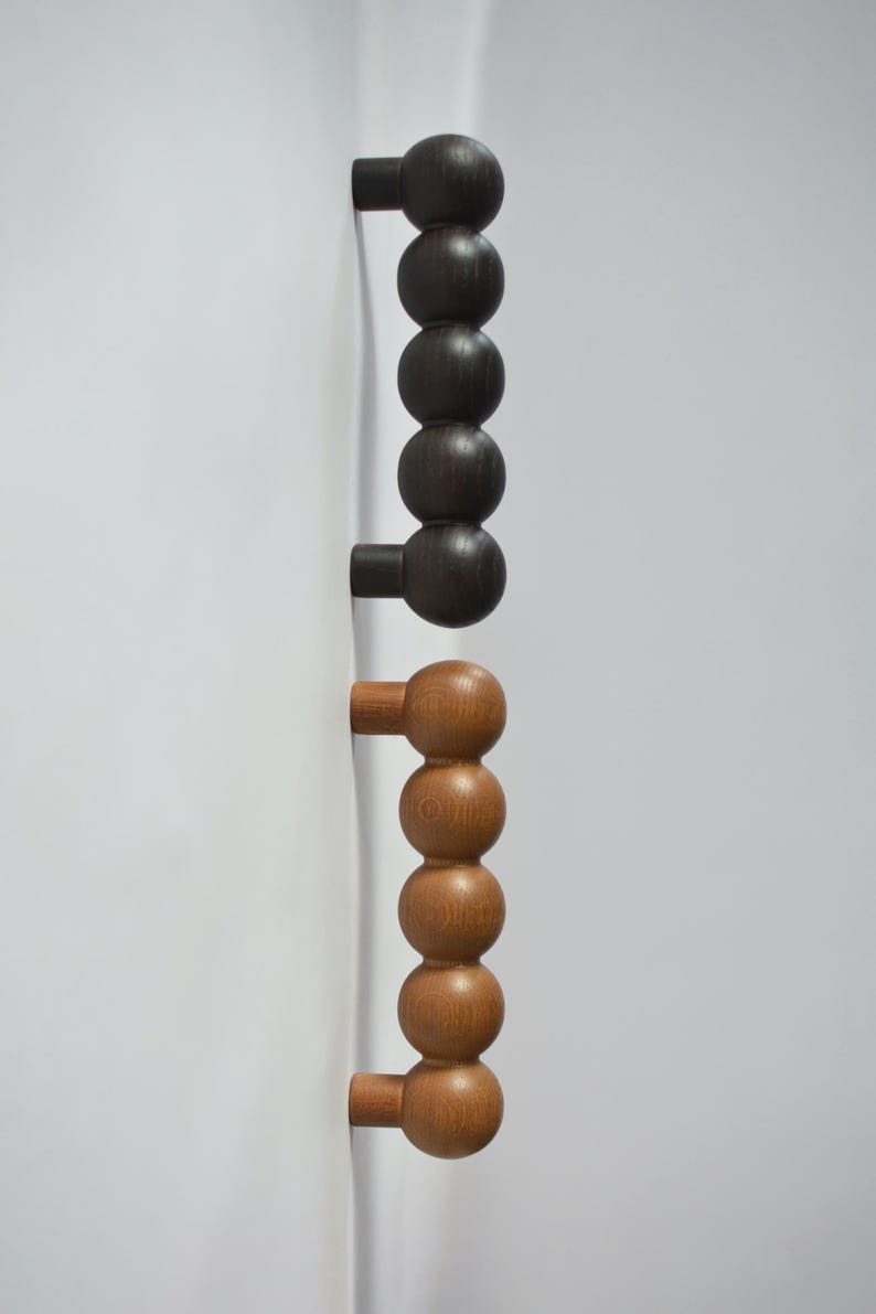 Large Beaded Drawer Handles – Handmade Oak & Ash Wood Cabinet Pulls ...