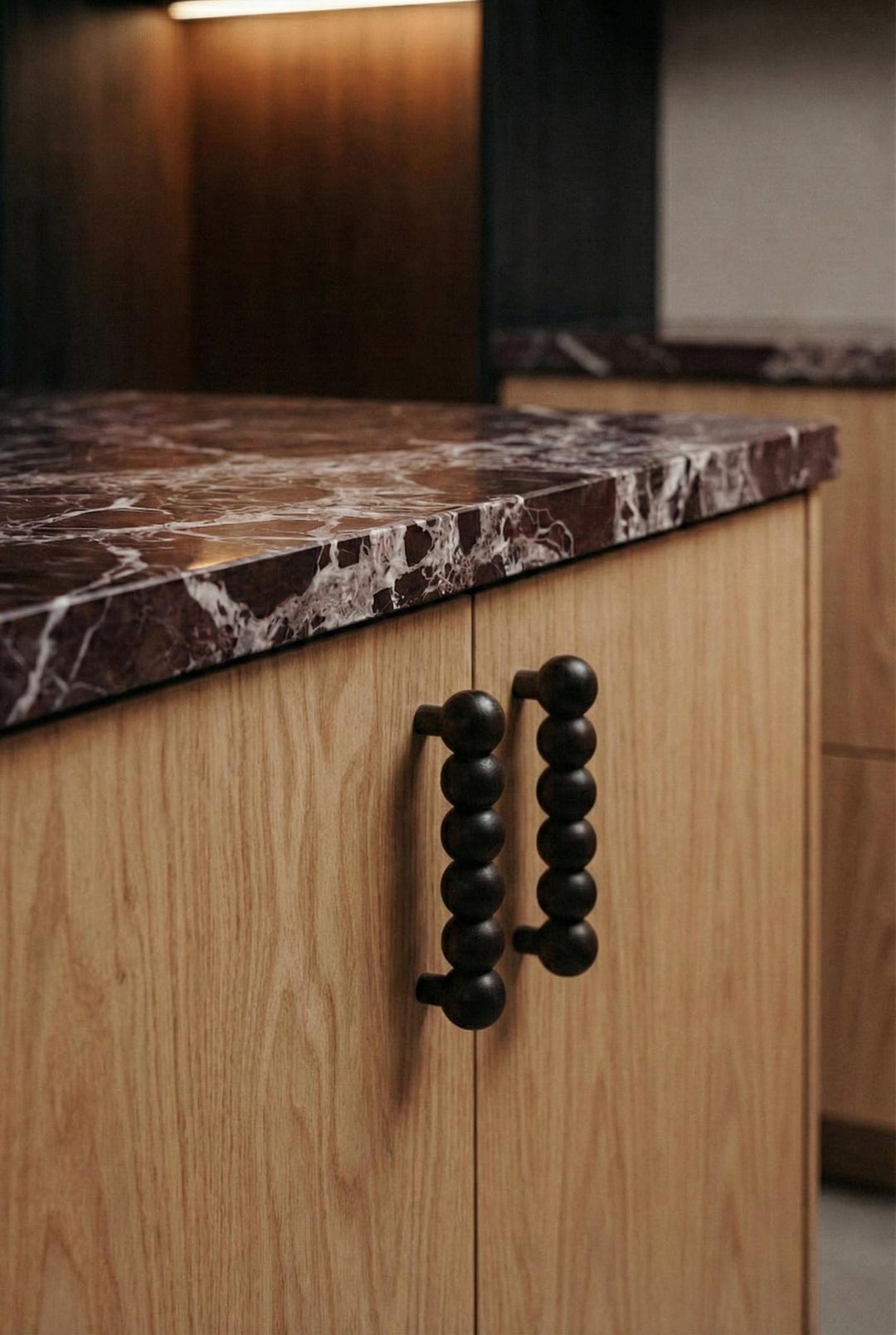 Large Beaded Drawer Handles – Handmade Oak & Ash Wood Cabinet Pulls ...