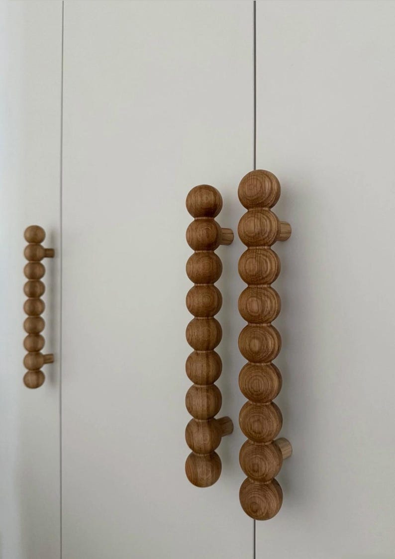 Large Beaded Wood Handles – Oversized Oak & Ash Cabinet Pulls ...